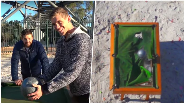 Australian YouTubers Destroy a Pool Table by Dropping a Bowling Ball ...