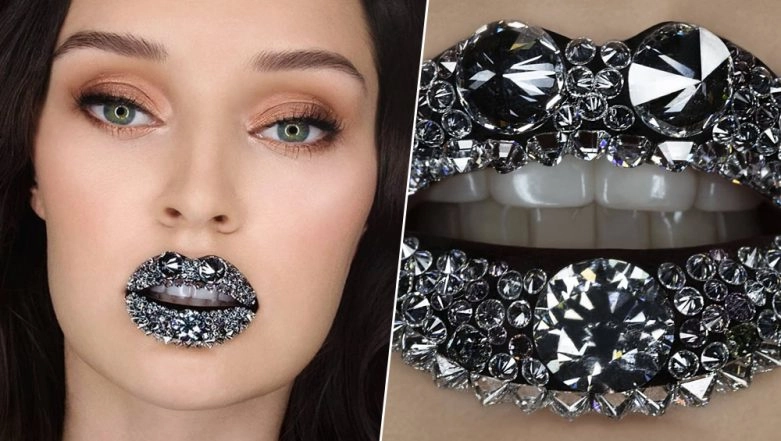Most Valuable Lip Art! Lips Encrusted With 126 Diamonds Costing Rs 3.78 ...