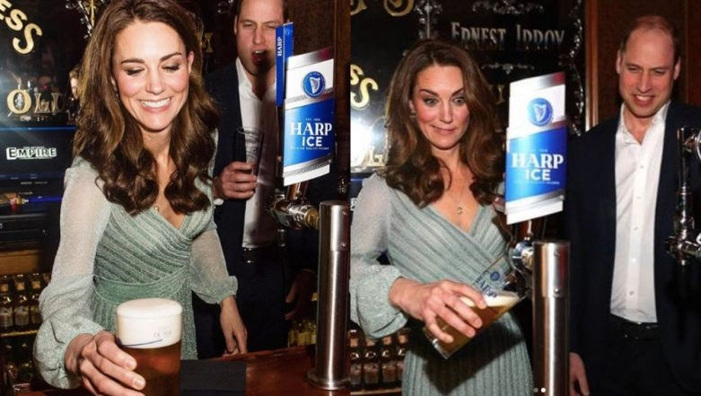 Duchess Kate Middleton Pours A Pint Of Beer In Ireland, Crowd Breaks ...