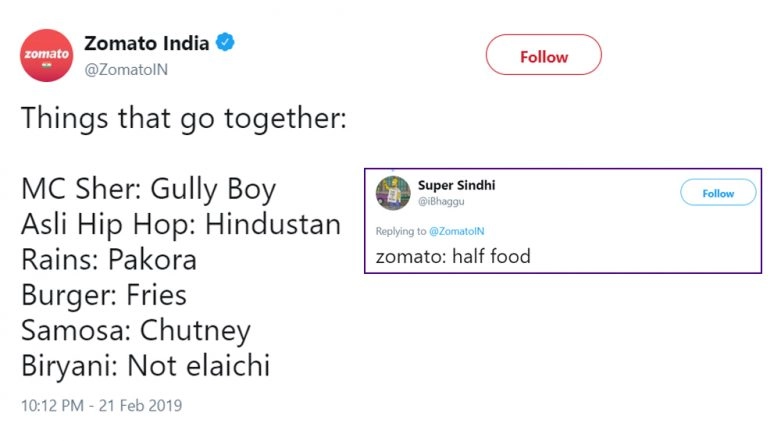 Zomato Tweets a Gully Boy and Biryani Joke, Twitter Roasts the Food ...