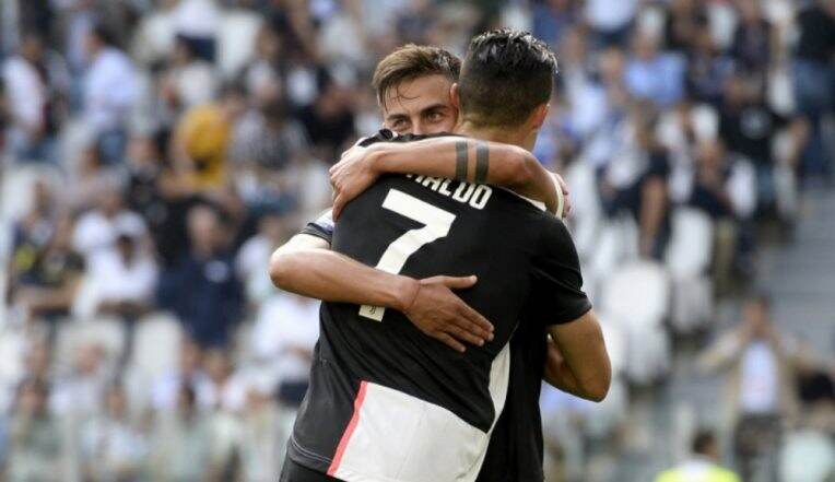 Cristiano Ronaldo Kisses Paulo Dybala During Juventus Vs Inter Milan