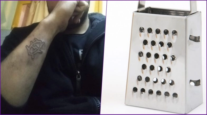 Worst Tattoo Removal Idea Ever? Man Uses Cheese Grater to Scrape Off ...