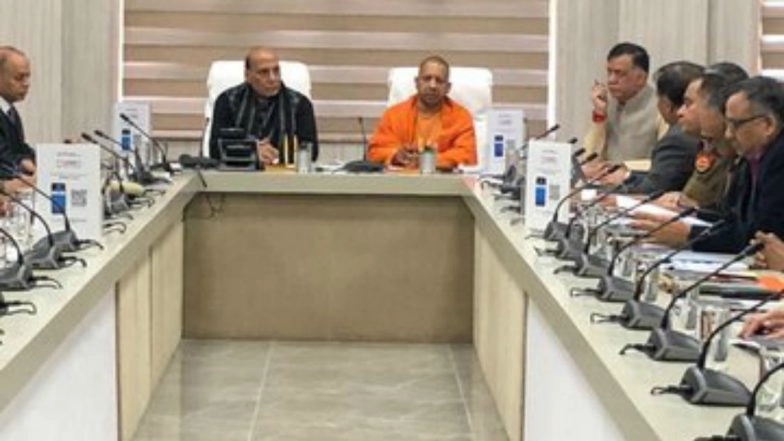 DefExpo 2020: Rajnath Singh and UP CM Yogi Adityanath Meet Officials ...