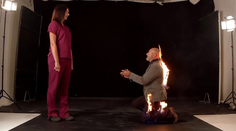 'FIRE-Y' Proposal! Stuntman Pops The Question to His Girlfriend While ...