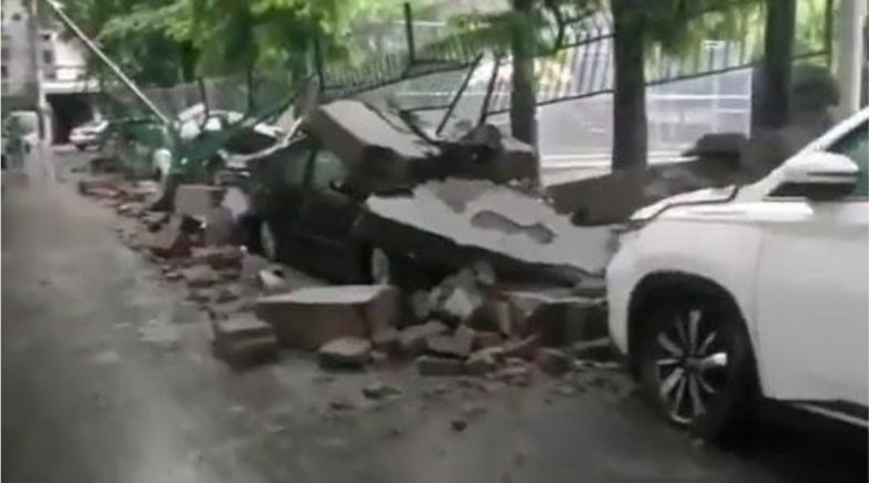 Delhi Rains Video: Row of Cars Damaged in Saket After Sidewall ...
