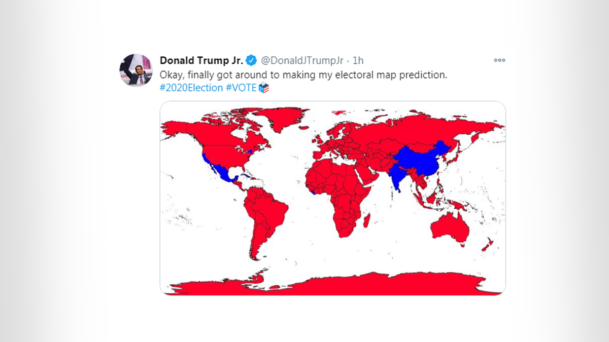 Donald Trump Jr Shares World Map Shaded in Red to Suggest Donald Trump ...