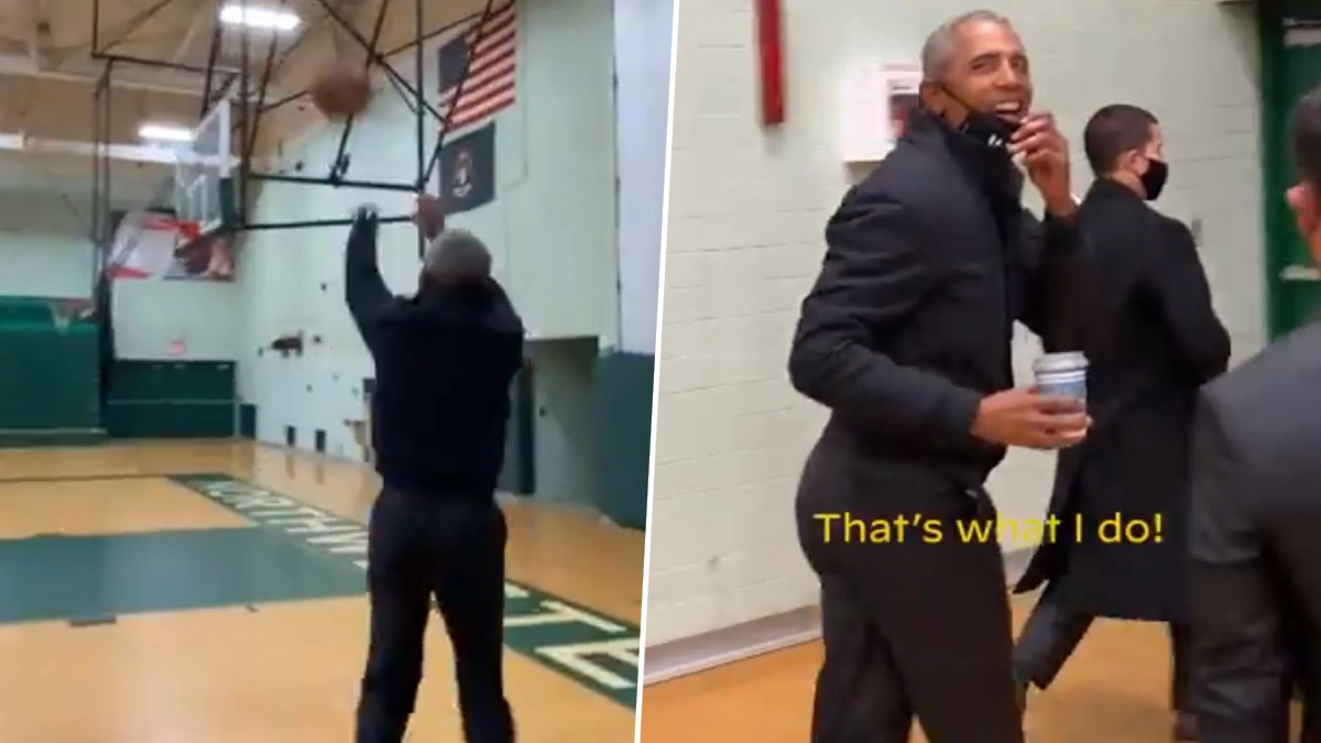 Viral News | Barack Obama Casually Buries 3-Pointer at Basketball Court ...