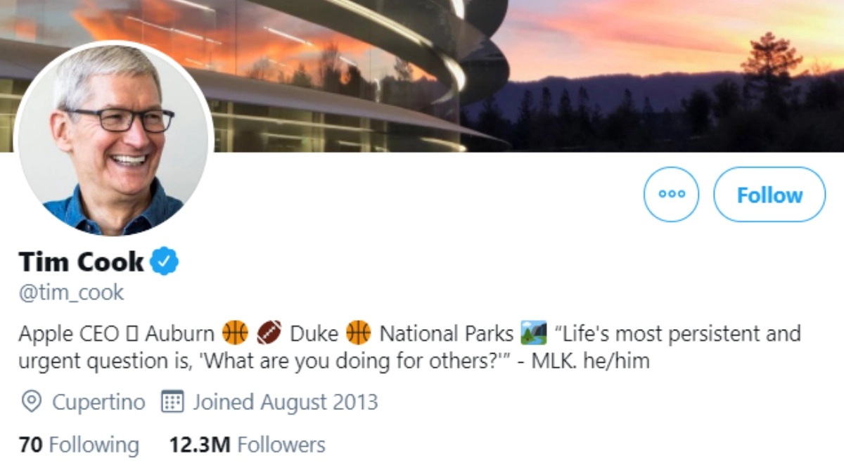 Apple CEO Tim Cook Adds Gender Pronouns to Twitter Bio, Senior ...