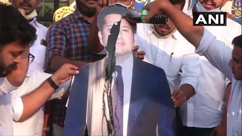 Indian Youth Congress Workers in Kochi Pour Black Oil on Sachin ...