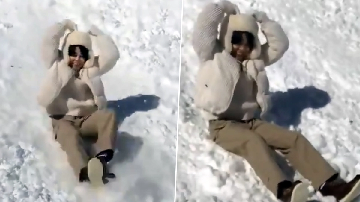 BTS Jimin Adorably Slides Down Snow Hill & Loses His Balance Which ...