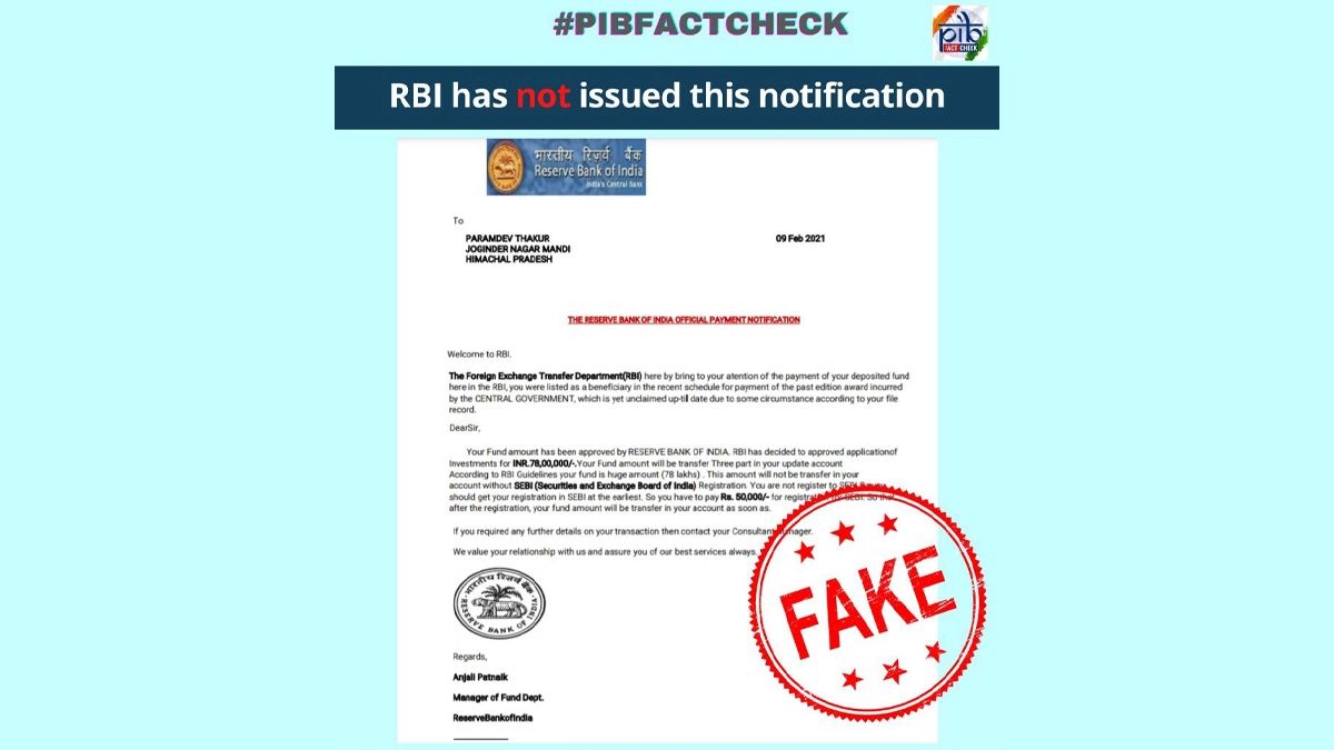 Fact Check News | PIB Fact Reveals Truth Behind Fake Notification ...