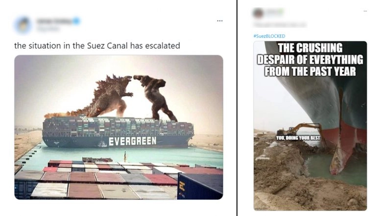 Blocked Suez Canal Funny Memes and Jokes Are Here! Tiny Bulldozer Comes ...