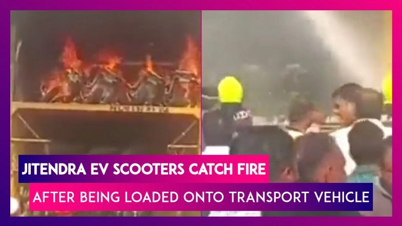 Jitendra EV Scooters Catch Fire After Being Loaded Onto Transport ...