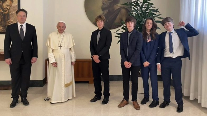 Elon Musk and His Sons Griffin, Damian, Kai, Saxon Musk, Meet Pope ...