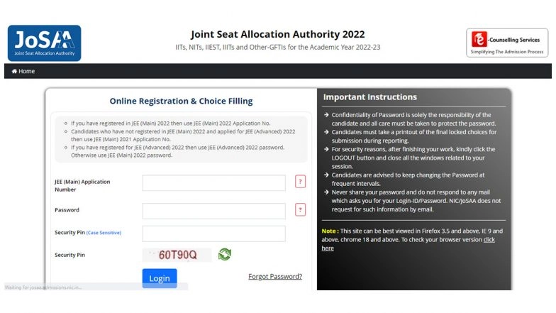 JoSAA Counselling 2022: Round 4 Seat Allotment Result Released at josaa.nic.in; Know Steps To ...