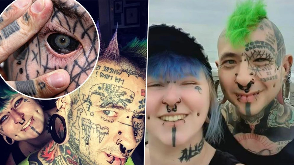 Extreme Body Mod Couple With 360 Tattoos And 54 Piercings Combined ...