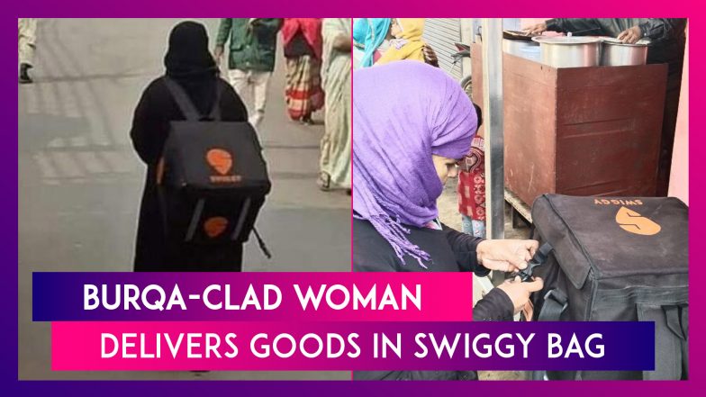 Lucknow: Woman In Burqa Delivers Goods In Swiggy Delivery Bag On Foot ...