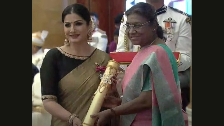 Raveena Tandon Receives the Prestigious Padma Shri From President Murmu ...
