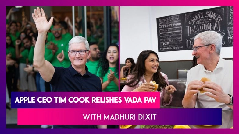 Apple CEO Tim Cook Relishes Vada Pav In Mumbai With Madhuri Dixit ...