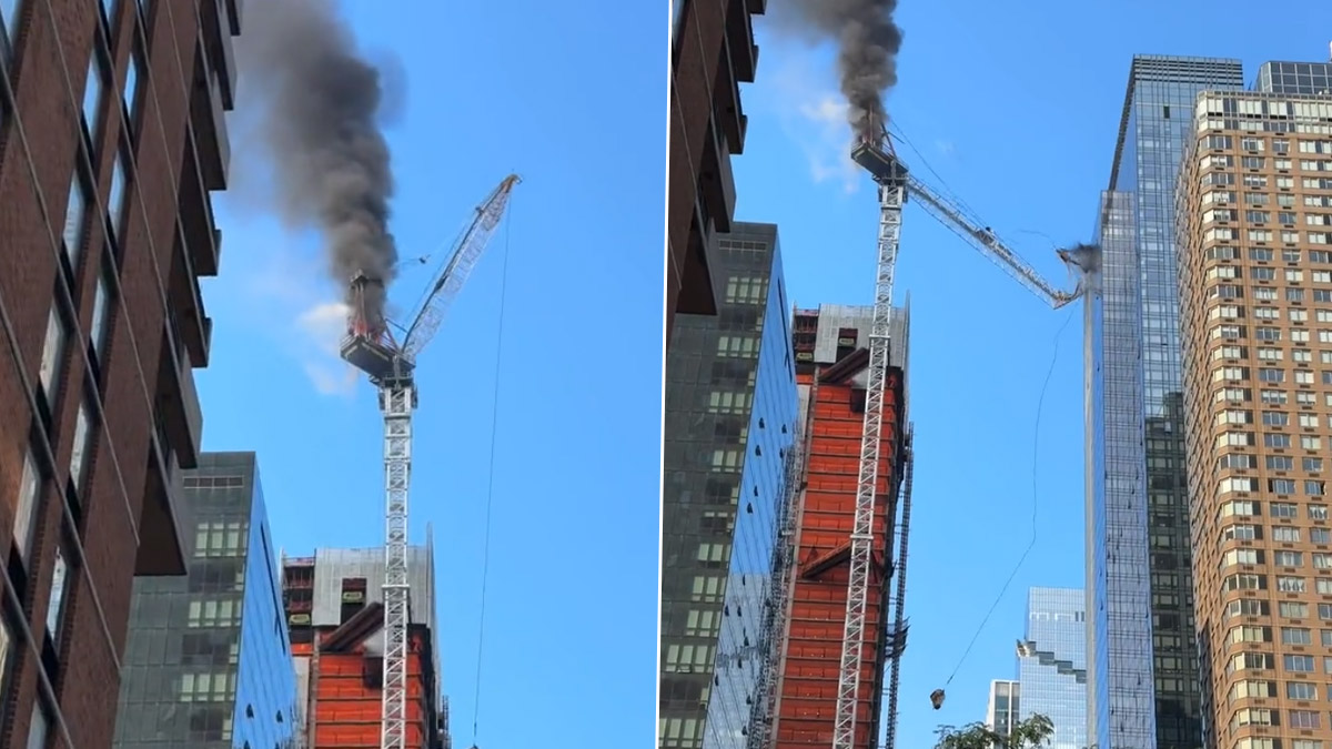 Agency News | Construction Crane Catches Fire and Its Arm Hits ...