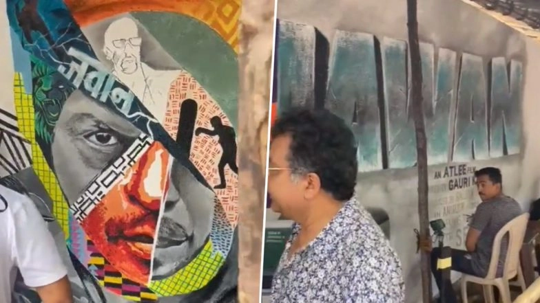 Shah Rukh Khan Fan Makes 'Jawan' Wall Art in Front of Mannat, Video ...