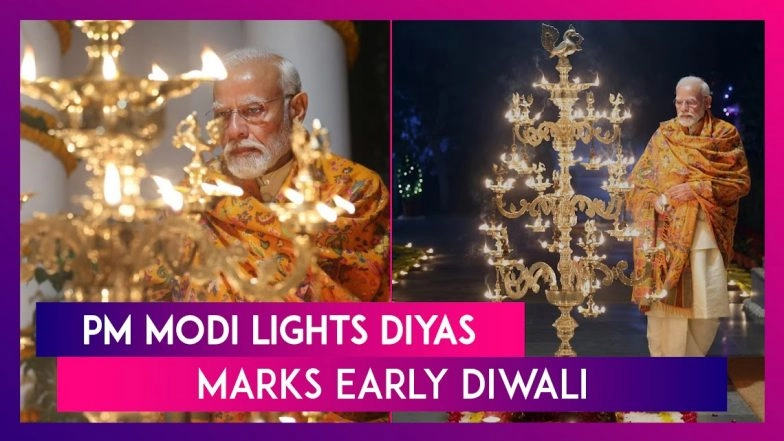 PM Narendra Modi Lights Diyas At His Residence In Delhi, Marks Early ...