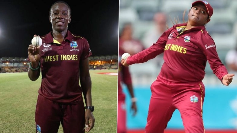 West Indies’ Shakera Selman, Anisa Mohammed, Kycia Knight and Kyshona ...
