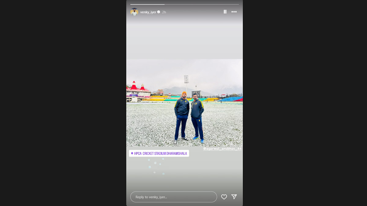 Venkatesh Iyer Shares Picture of Dharamsala's HPCA Stadium Covered in ...