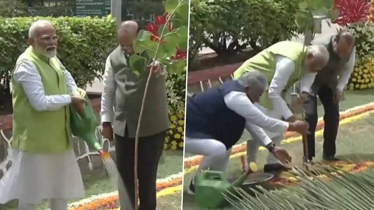Agency News | PM Narendra Modi Plants Peepal Sapling on World ...