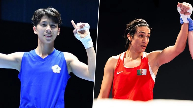 Female Boxers Lin Yu-Ting of Taiwan and Imane Khelif of Algeria ...