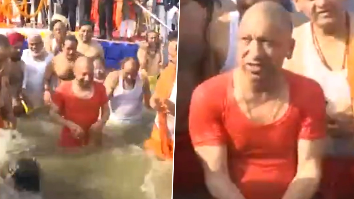 India News | Yogi Adityanath, His Ministers Take Holy Dip at Triveni Sangam in Mahakumbh Mela ...