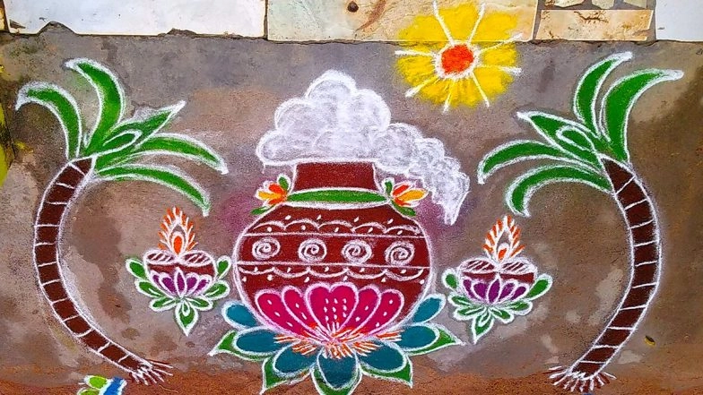 Thai Pongal 2025 Rangoli Designs: Traditional Motifs, Beautiful Muggulu ...