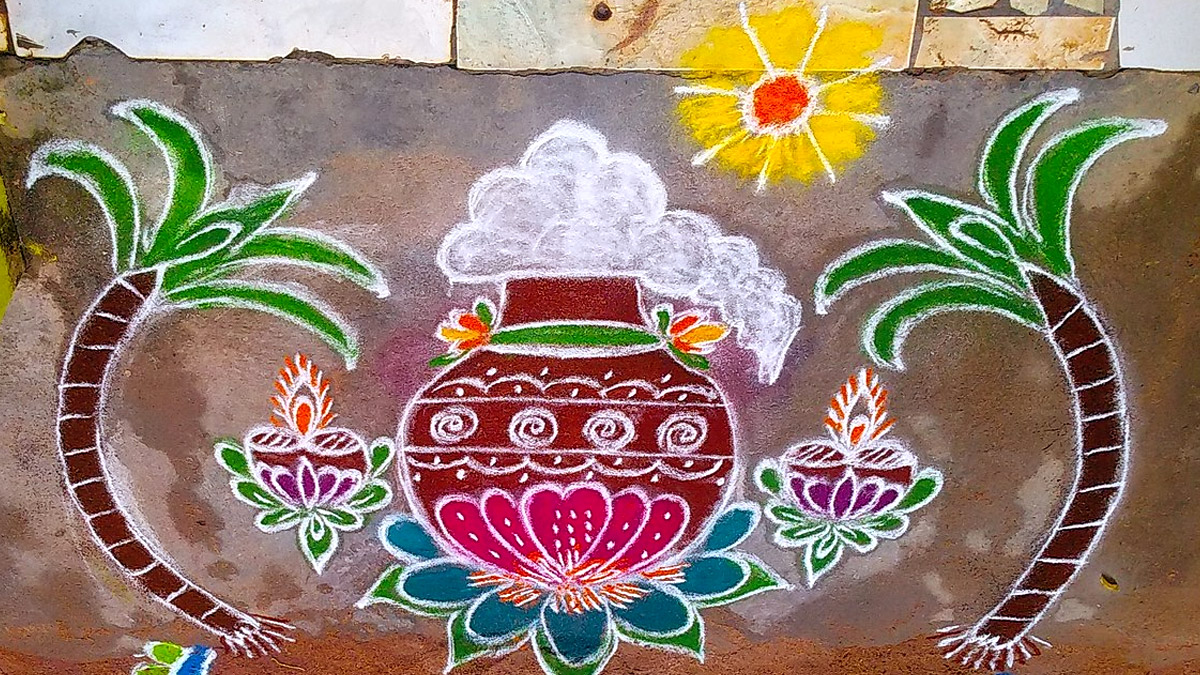 Kolam Designs For Pongal Pongal Kolam Easy And Beautiful Pongal Kolam