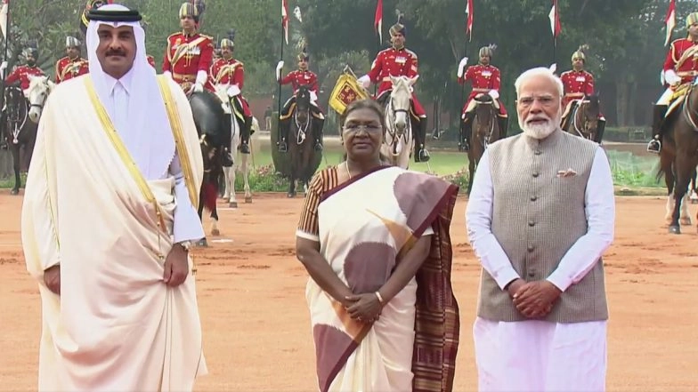 Qatar’s Emir Sheikh Tamim Bin Hamad Al Thani Receives Ceremonial Welcome at Rashtrapati Bhavan ...