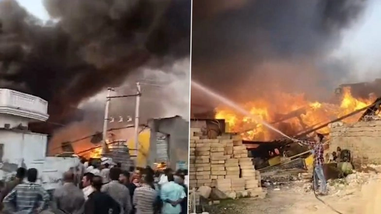 Amreli Fire: Massive Blaze Erupts at Diaper Manufacturing Factory in Gujarat's Rajula, Video ...