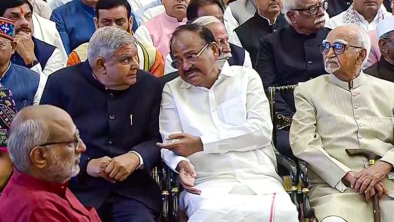 Jagdeep Dhankhar Attends New Vice President CP Radhakrishnan’s Oath Ceremony, Marks His First ...