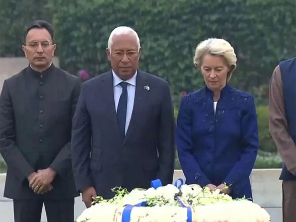 World News | EU Presidents Lay Wreath at Raj Ghat in Honour of Mahatma ...