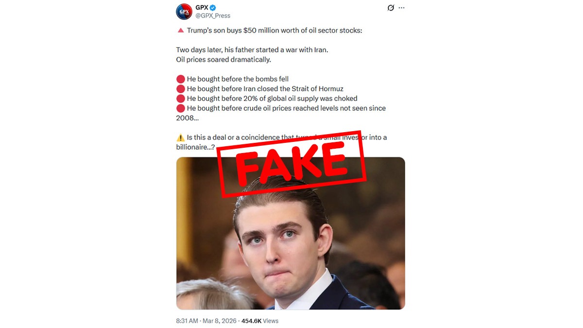Fact Check News | Barron Trump Oil Stock Claim Debunked: Viral USD 50 ...